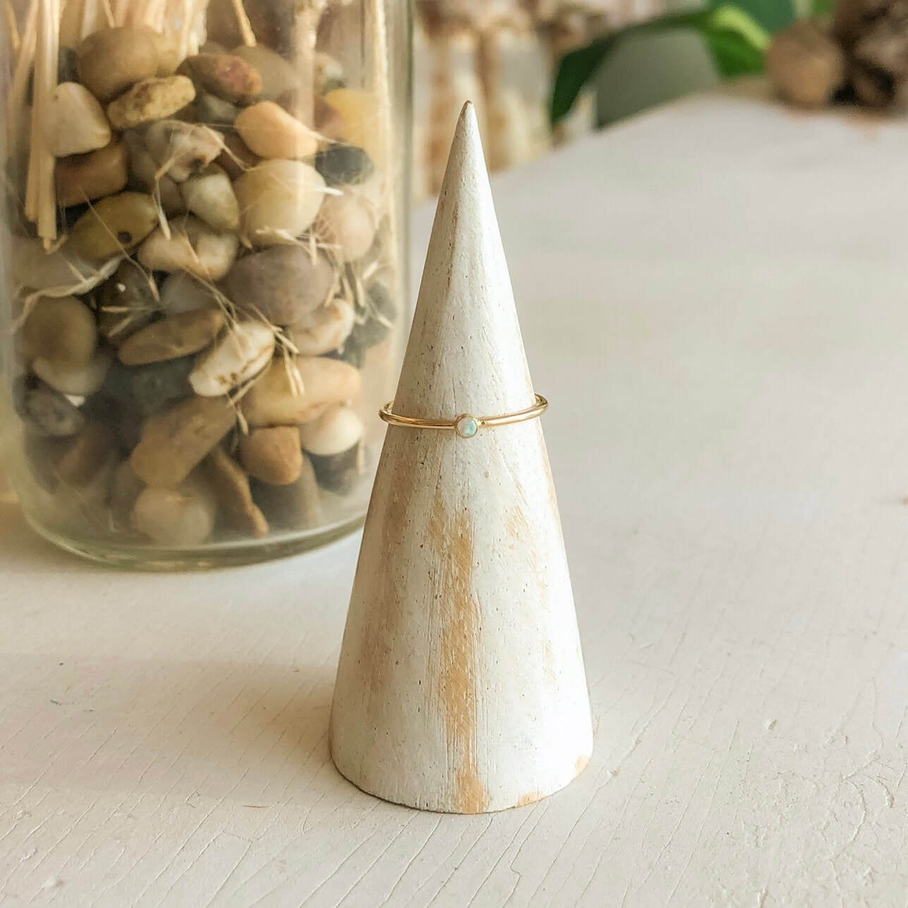 Tiny Opal Ring | To the Moon and Back